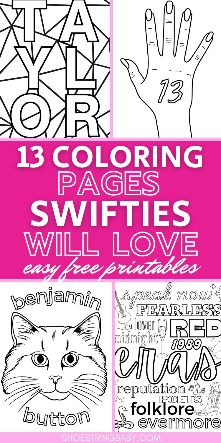 13 Taylor Swift-Themed Coloring Pages (Free Printables) | Shoestring Baby