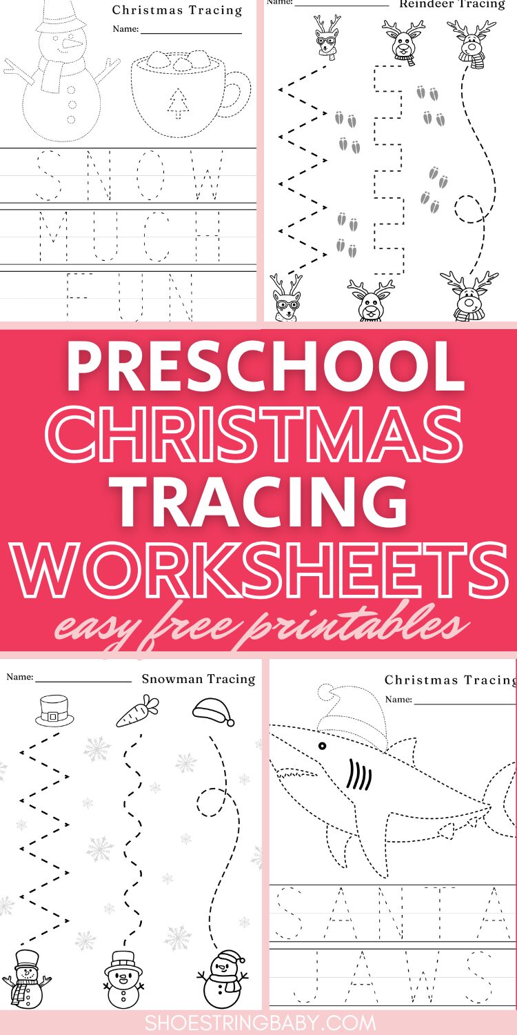 Christmas Tracing Sheets: Preschool Free Printables | Shoestring Baby