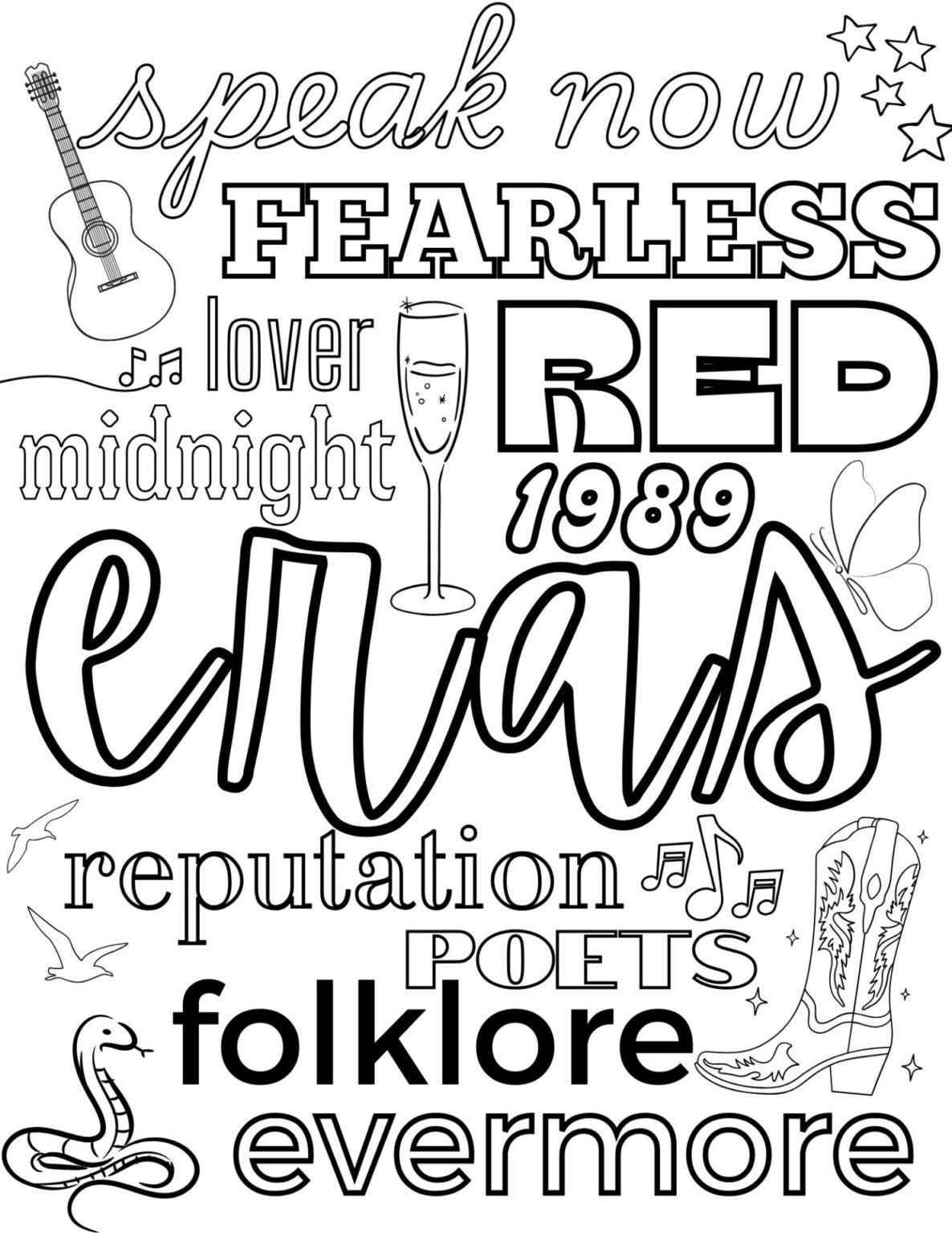 13 Taylor Swift-Themed Coloring Pages (Free Printables) | Shoestring Baby