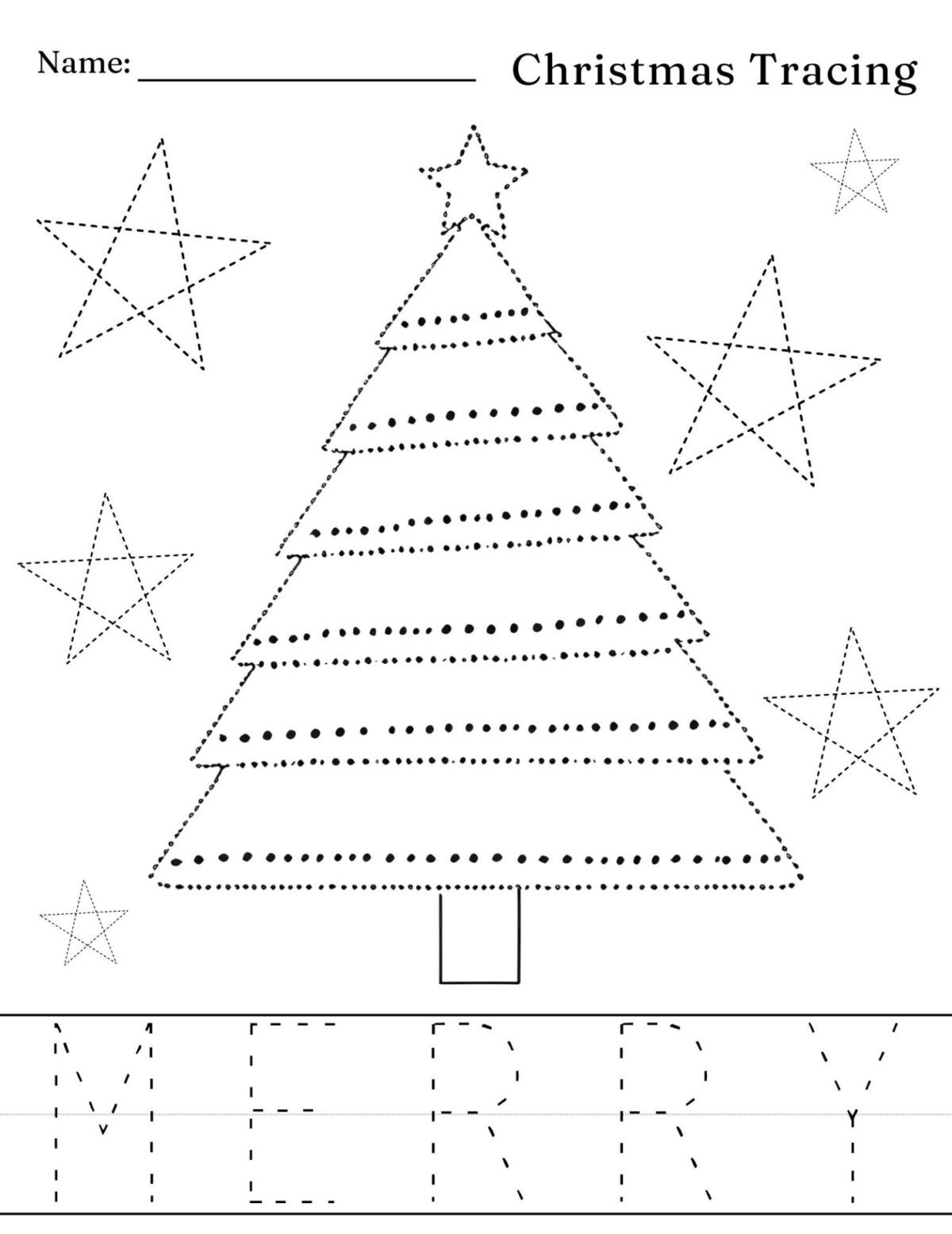 Christmas Tracing Sheets: Preschool Free Printables | Shoestring Baby