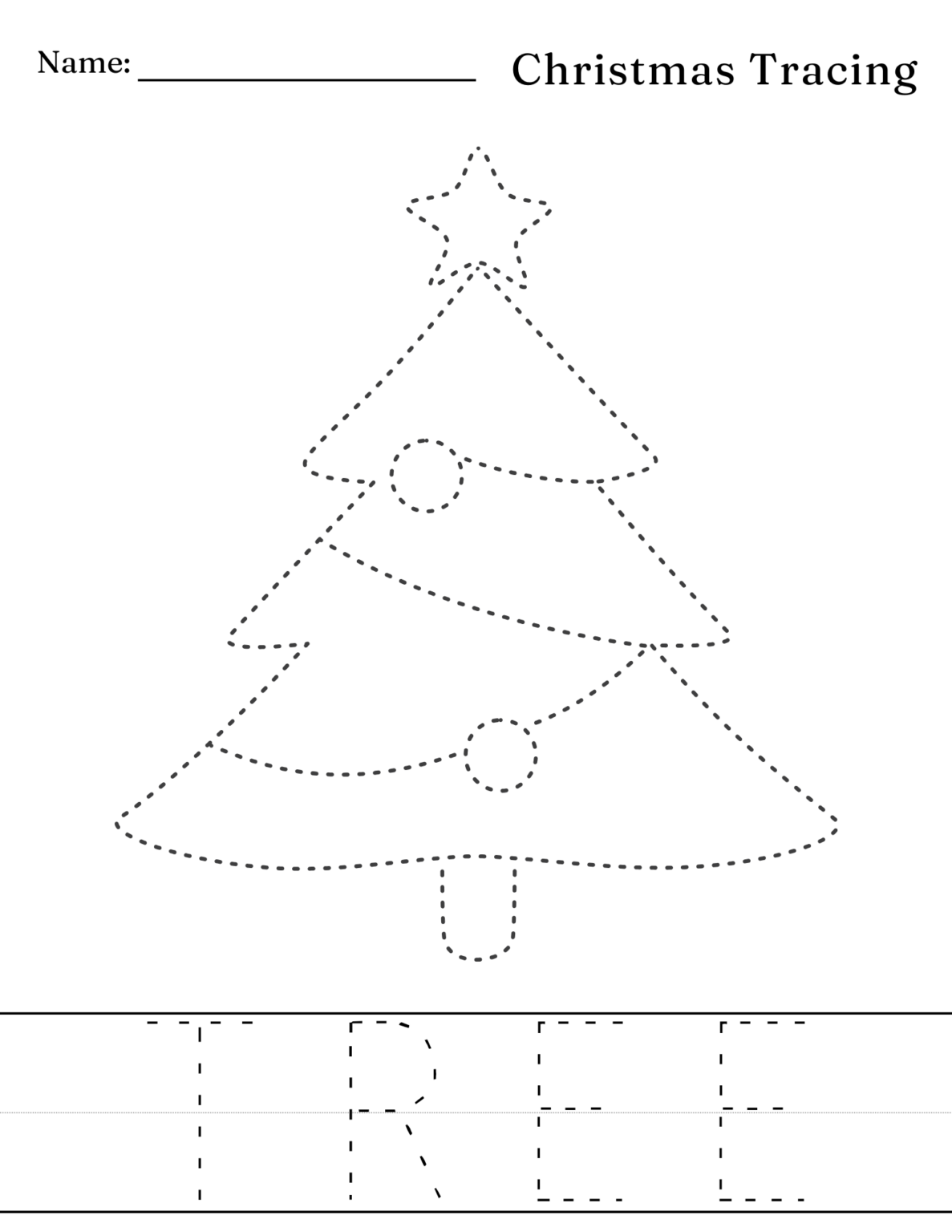 Christmas Tracing Sheets: Preschool Free Printables | Shoestring Baby
